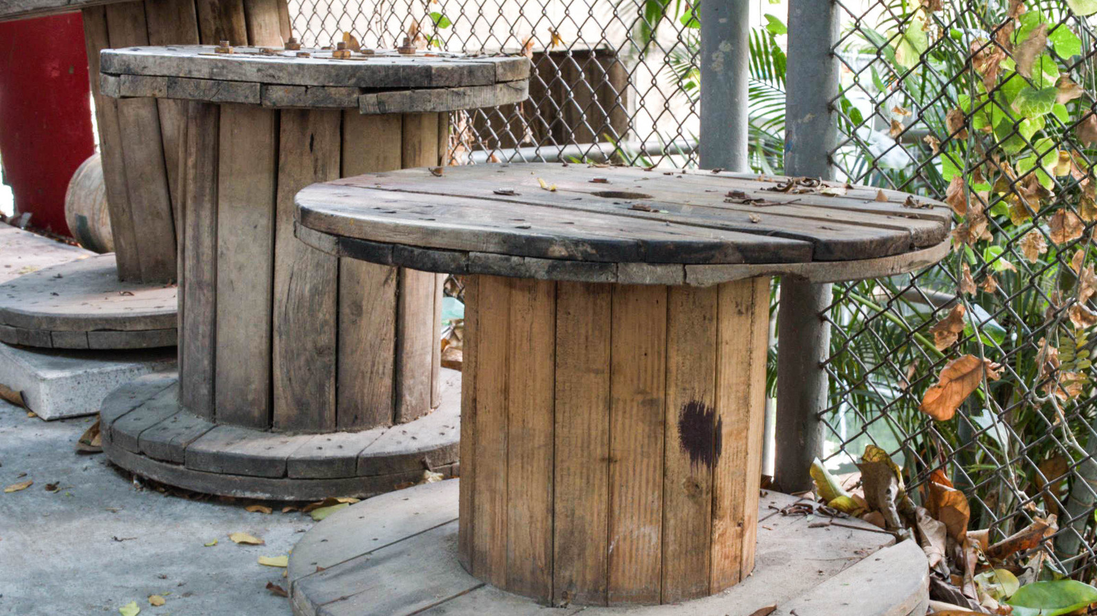 Large wooden spools store