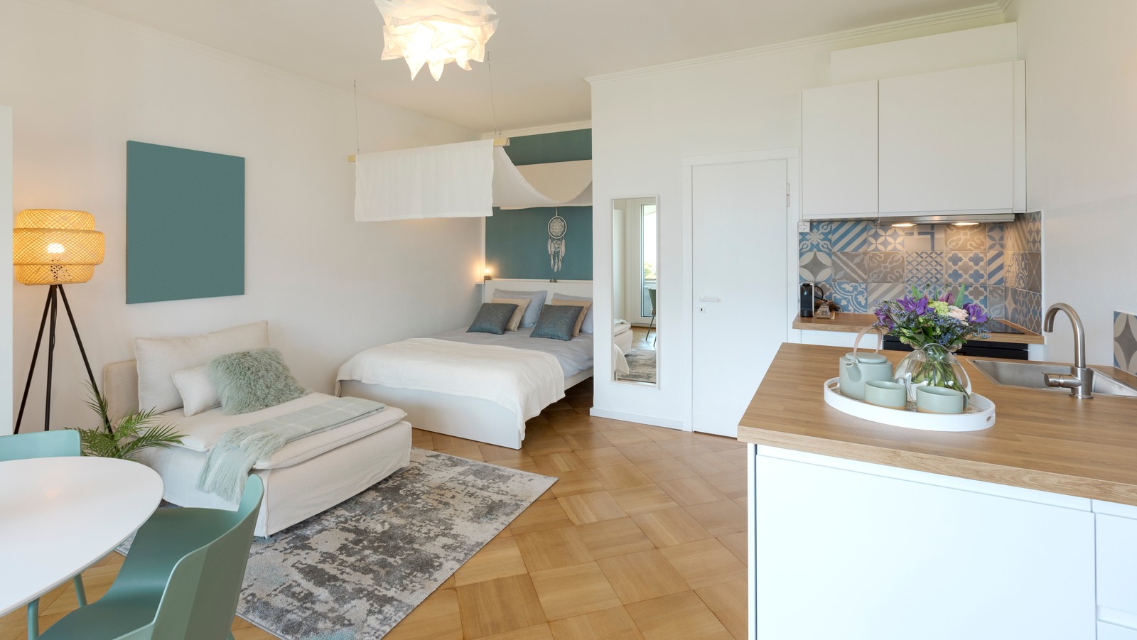 Define Living Spaces With A Room Divider Made Of IKEA's Outdoor Deck Tiles