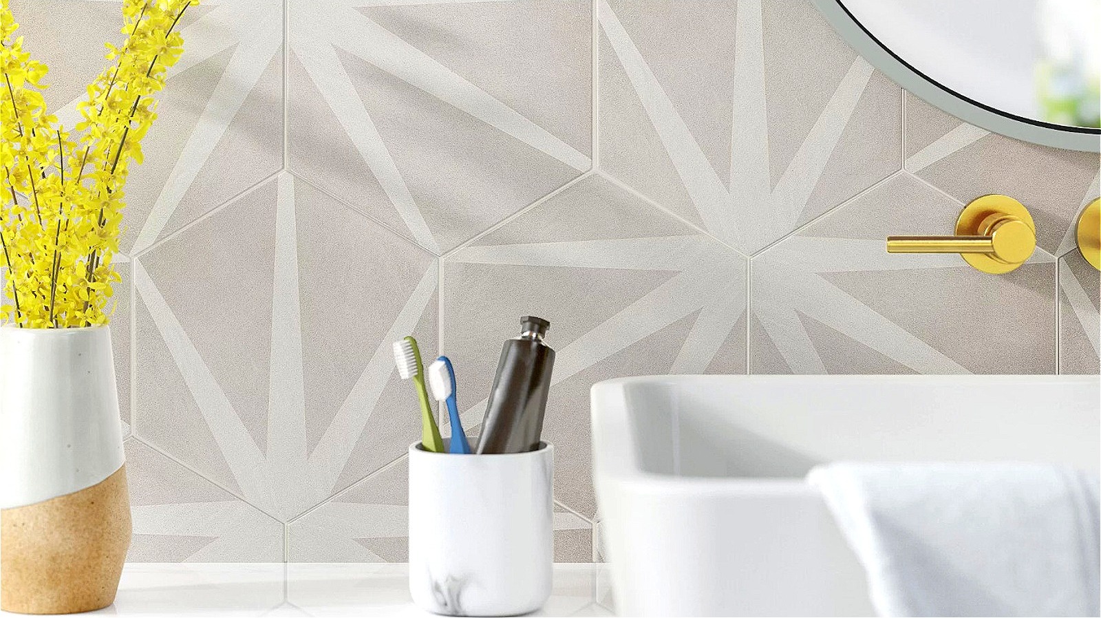 How To Incorporate Starburst Tiles Into Your Bathroom Without Going ...
