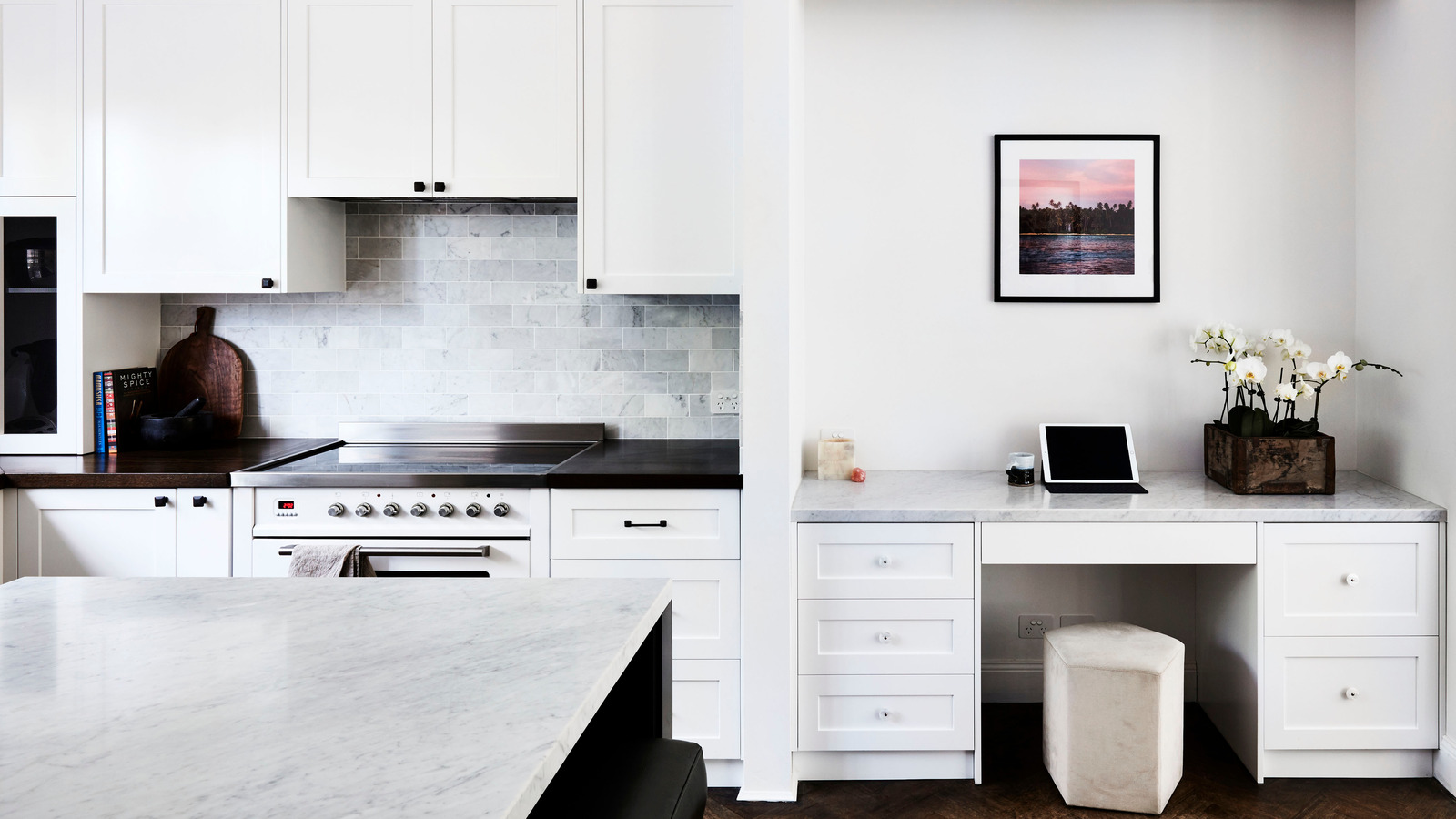 Spruce Up Your Old Cabinets By Revamping Them Into An Office Nook