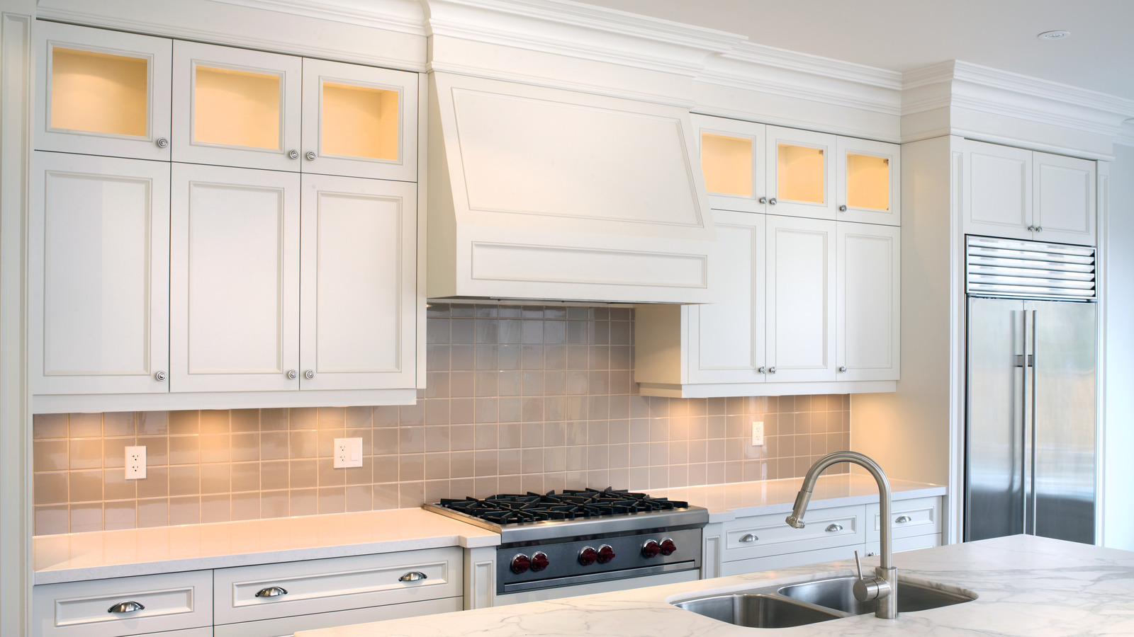 Stacked cabinets with glass uppers store